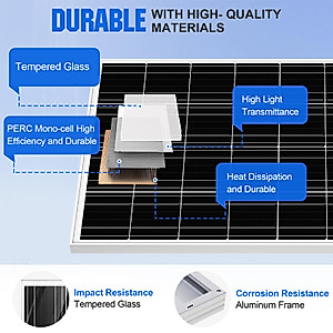 ECO-WORTHY 200 Watt 12V Complete Solar Panel Starter Kit for RV Off Grid with Battery and Inverter: 200W Solar Panels+30A Charge Controller+50Ah Lithium Battery+600W Solar Power Inverter