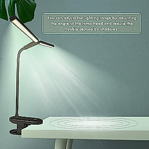 deaunbr LED Reading Light with Clip, Desk Lamp 48 LEDs 2600mAh Battery USB Rechargeable Book Lights Stepless Adjustable Brightness Eye Protection Table Lamps for Bed Headboard, Home, Office - Black