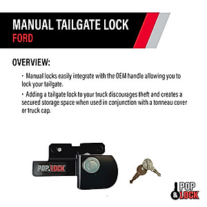 Pop & Lock PL2500 Black Manual Tailgate Lock for Ford (Works Without Factory Lock)