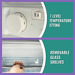 WANAI Compact Refrigerator 3.2 Cu.Ft Classic Retro Refrigerator 2 Door Mini Refrigerator Adjustable Remove Glass Shelves Refrigerator Suitable for Dorm Garage and Office