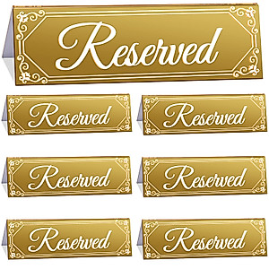 6 Pieces Reserved Table Sign Wedding Reserved Signs for Tables Gold Acrylic Reserved Table Tent Signs Guest Reservation Table Seat Sign for Restaurant Seating Wedding Office Meeting Party