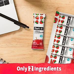 That's it. Apple + Strawberry 100% Natural Real Fruit Bar, Best High Fiber Vegan, Gluten Free Healthy Snack, Paleo for Children & Adults, Non GMO No Sugar Added, No Preservatives Energy Food (12 Pack)