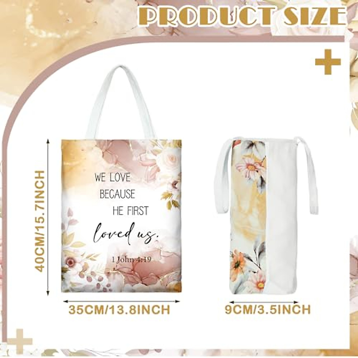 Sumind 12 Pcs Christian Bible Tote Bag for Women Religious Bible Verse Canvas Bag Christian Gift Bags Bulk Reusable Library Book Bag(Vivid Style)