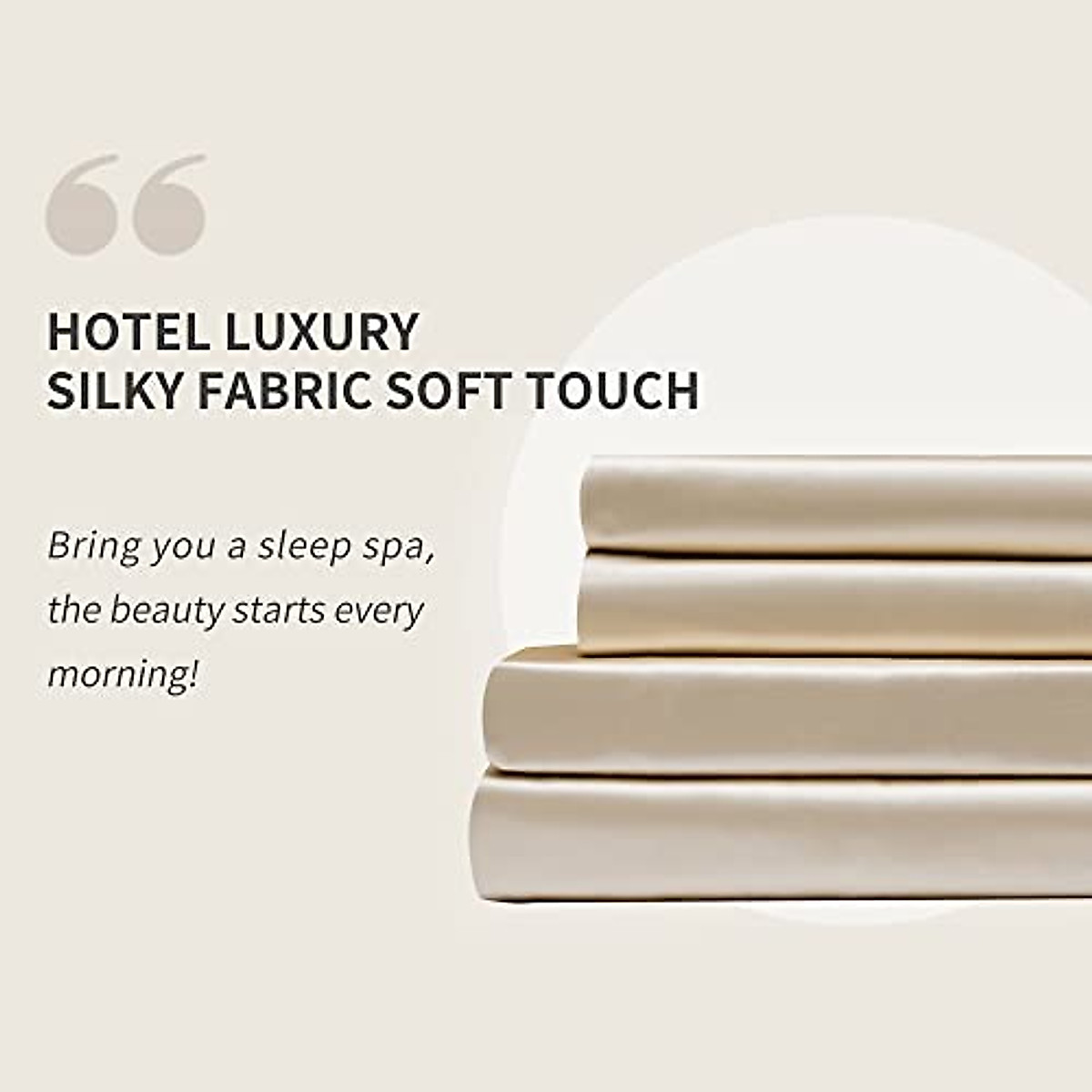 Candoury Satin Sheets Queen Bed Set 4 Pcs, Soft and Durable Pillowcase, Flat Sheet and Fitted Sheet, Hotel Luxury Silky Satin Sheets Set(Queen, Taupe)