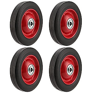 PINGEUI 4 PCS 6 Inch Solid Rubber Tire, Flat Free Solid Rubber Wheels, Hand Truck Replacement Wheels, 1/2-Inch Axle Hole, 176 lbs Max Load-Bearing Capacity