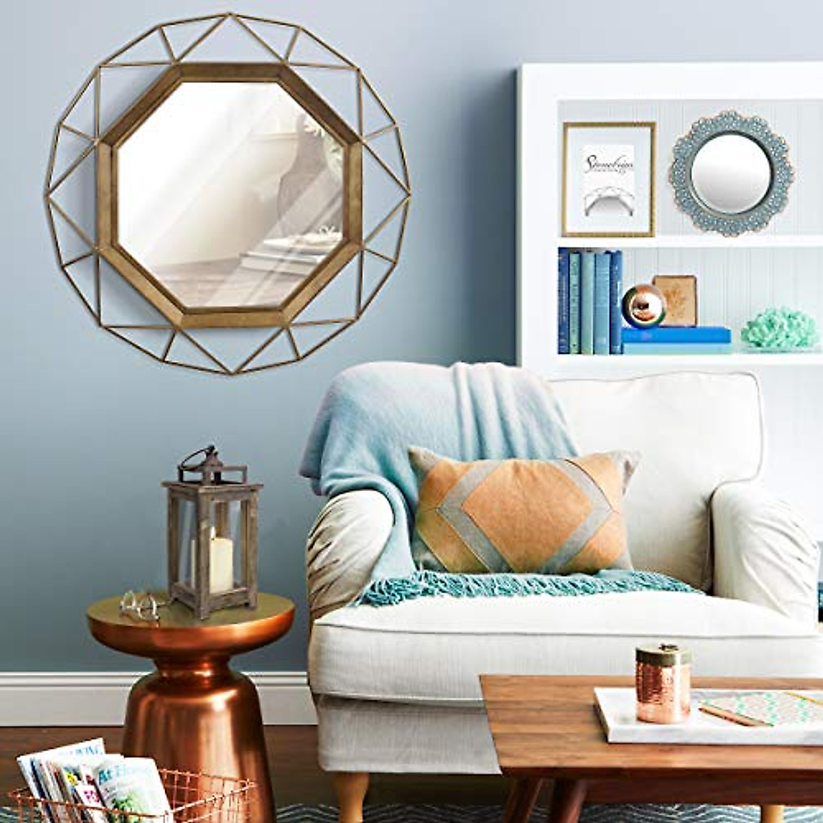 Stonebriar SB-6137A Gold Geometric Wall Mirror, 30 x 30