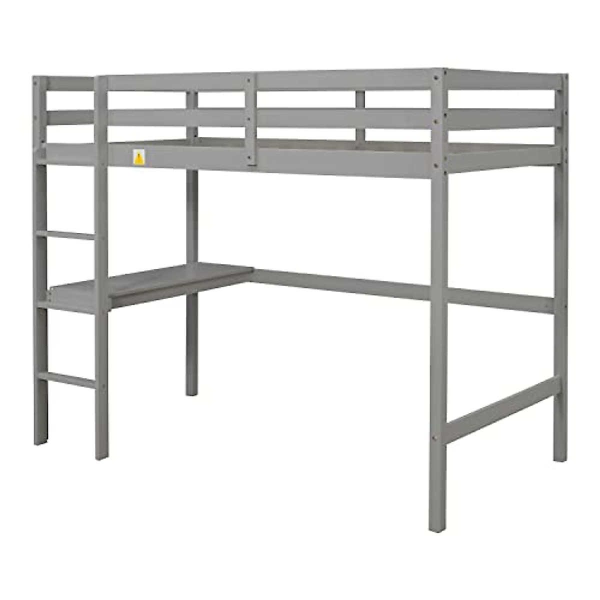 LCH Loft Bed with Built-in Desk, Solid Wood Frame for Kids Teens Adults (Twin Size, Grey)