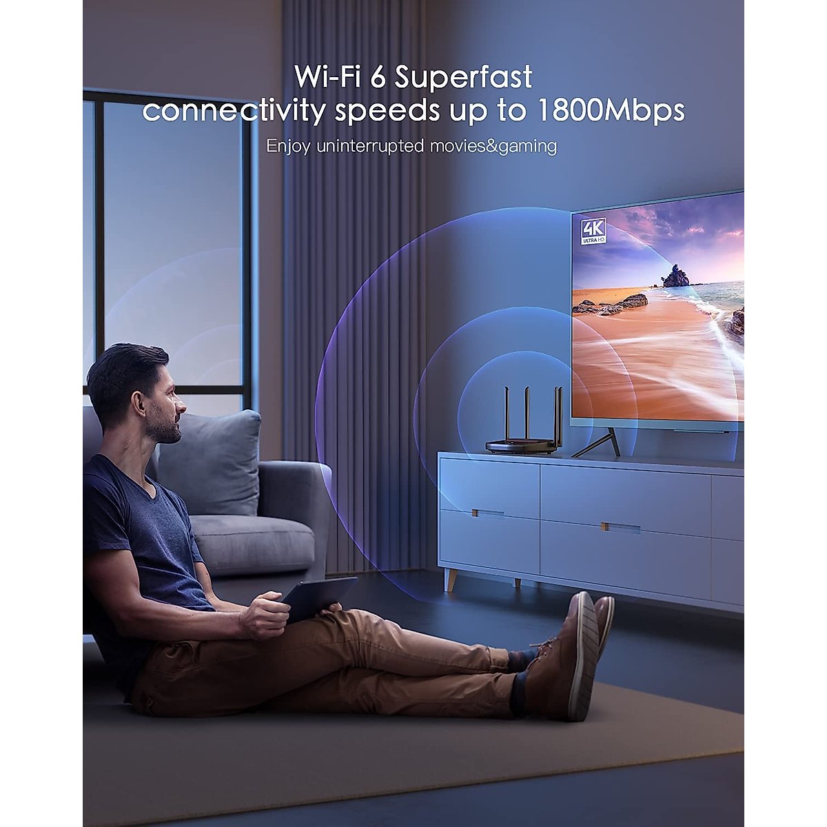 WiFi 6 Router, GNCC AX1800 WiFi Routers for Home, Dual Band Gigabit Wireless Router (Up to 1800 Gbps), Coverage up to 2000 sq. ft., 40 Devices, Parental Control