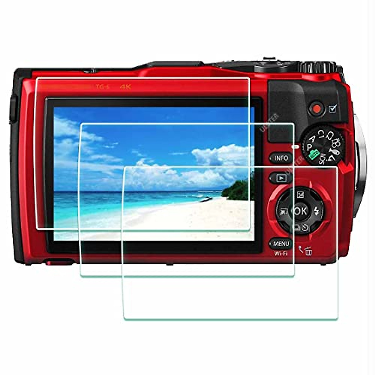 ULBTER Screen Protector for Olympus TG-6 TG-5 TG-4 Red Black, 0.3mm 9H Hardness TG6 TG5 TG4 Tempered Glass Screen Cover, Anti-Scrach Anti-Dust [3 Pack]
