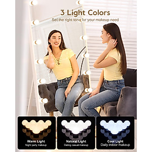 Hollywood Style Led Vanity Mirror Lights Kit - Vanity Lights Have 10 Dimmable Light Bulbs for Makeup Dressing Table and Power Supply Plug in Lighting Fixture Strip, White (No Mirror Included)