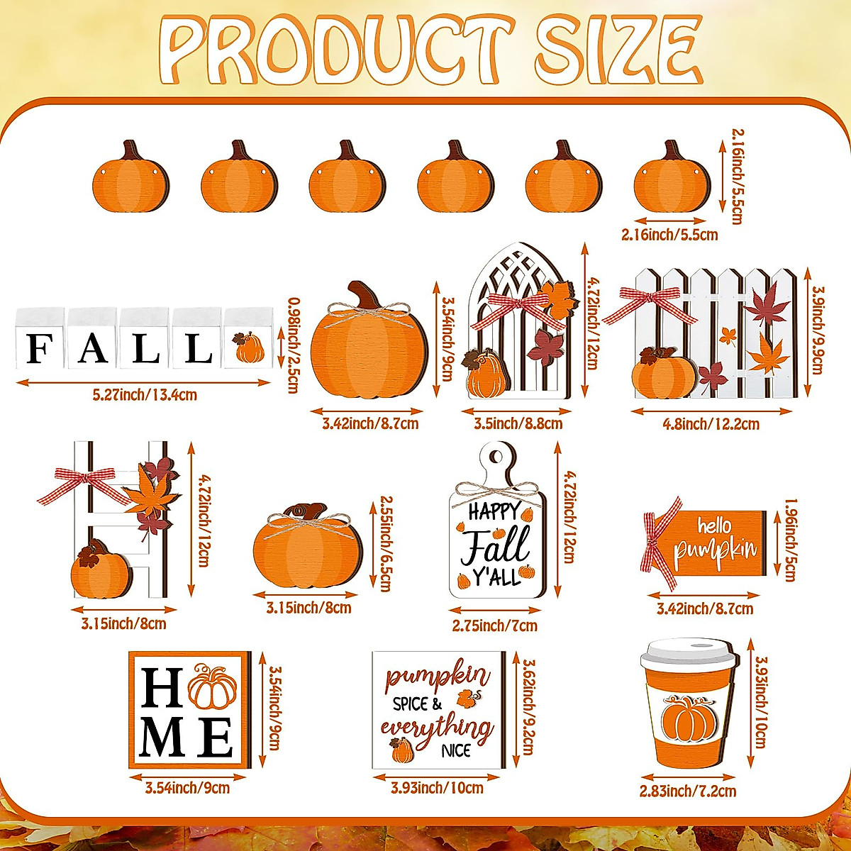 Set of 15 Fall Tiered Tray Decor Pumpkins Farmhouse Decor Autumn Maple Leaf Table Centerpieces Thanksgiving Harvest Wood Blocks Signs for Home Decor(Cute Style)