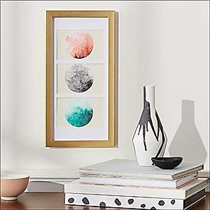 Amazon Basics 3 Photo Collage Picture Frame - 4" x 6" Display, Brass