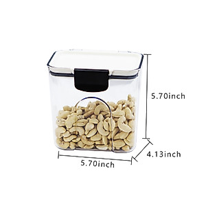 LOVEJO 4-Piece Storage Set: Airtight Food Storage Containers for Kitchen - BPA-Free Clear Plastic Canisters for Flour, Sugar, Rice & Baking Supplies - Includes Airtight Lids & Scoops