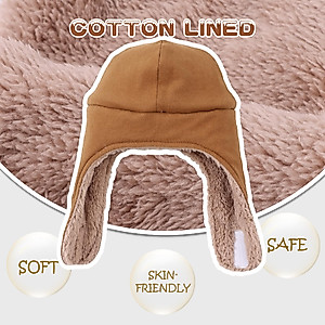 Bear Baby Winter Hat Toddler Earflap Beanie Unisex Infant Snow Cap Warm Fleece Kids Trapper Hats for Girls Boys 0-36M(Khaki,S)