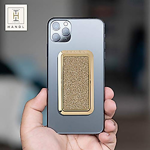 HANDL New York Champagne Glitter HANDLstick Silver Glitter Grip and Stand for Smartphone