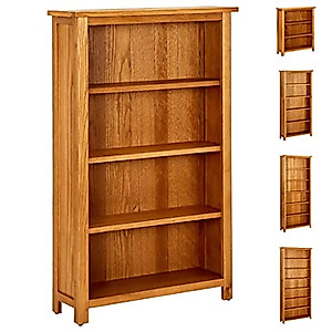 vidaXL Solid Oak Wood 6-Tier Bookcase Book Shelves Cabinets Display Shelf Display Unit Living Room Easy to Assemble Durable Sturdy Brown