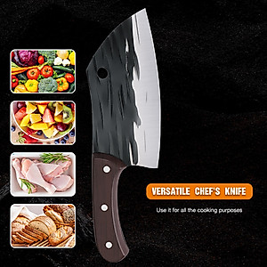TJ POP Small Vegetable Cleaver Knife 6 Inches, Ultra Sharp Lightweight Meat Cleaver for Women, Full-tang Chopping Knife 30Cr13 Steel Blade Thickness 2 mm, Fish shape series HP01002
