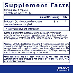 Pure Encapsulations Melatonin-SR | Sustained Release Supplement to Support Restful Sleep and The Body's Natural Sleep/Wake Cycle* | 60 Capsules