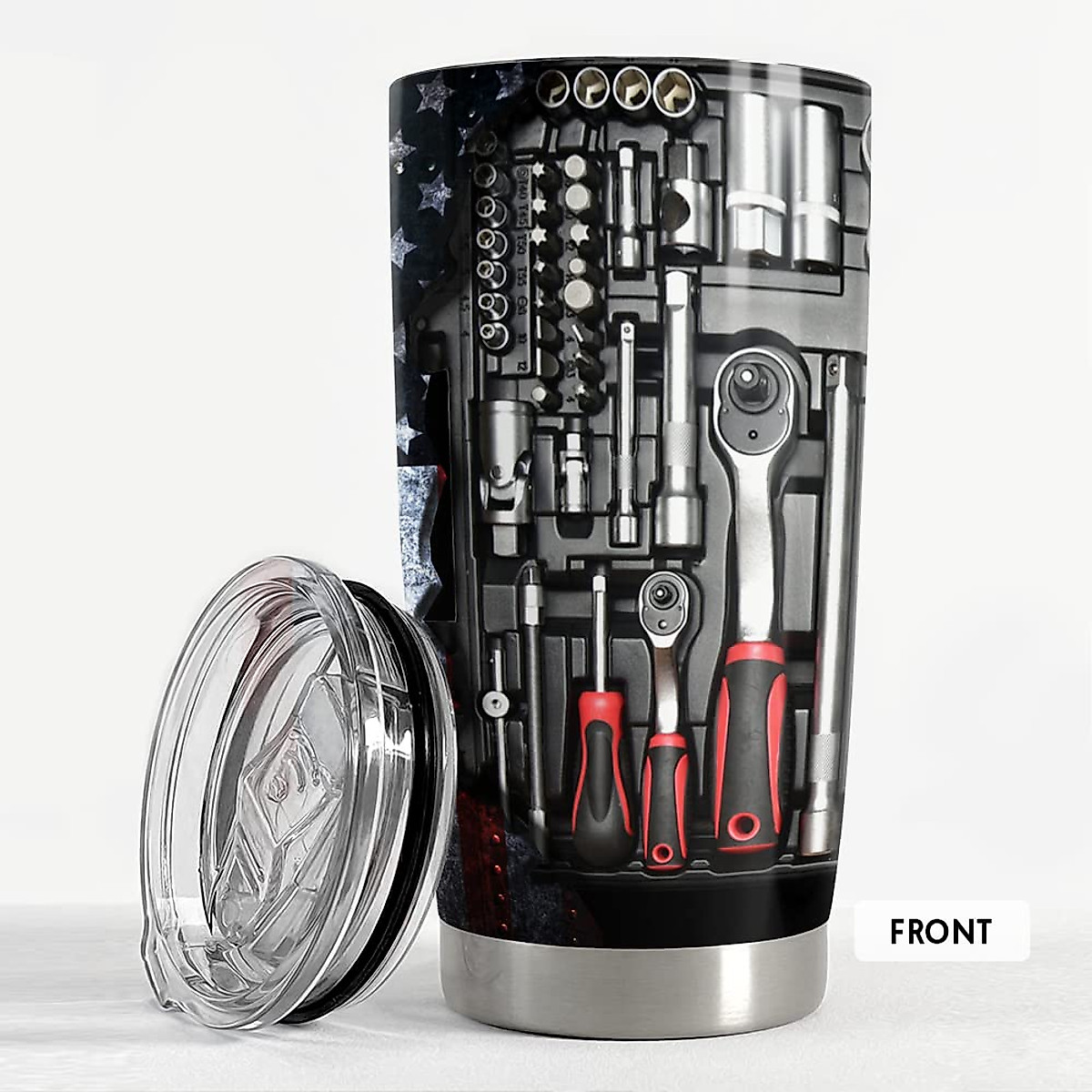 SANDJEST Mechanics Tumbler Machanic Dad Tool Box 20oz Tumblers with Lid Gift for Daddy Father Papa Christmas Birthday Fathers Day