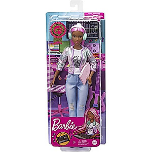 Barbie Career of The Year Music Producer Doll (12-in), Colorful Pink Hair, Trendy Tee, Jacket & Jeans Plus Sound Mixing Board, Computer & Headphone Accessories, Great Toy Gift