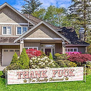 Large Thank Fuck I'm Finally Divorced Banner,Divorce Party Decorations Supplies,Just Divorce Finally Divorce Large Banner Backdrop,Divorce Freedom Newly Single Lawn Sign Yard Sign 9.8x1.6 Feet