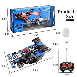 MQDMINI Remote Control Car Toy - Kids Spray Remote Control Formula Racing Car, CH 5 Wheel Drive Spray Car with Lights Boys Girls, F1 RC Race Cars Birthday Gifts for Kids 3 4 5 Years Old（Blue）