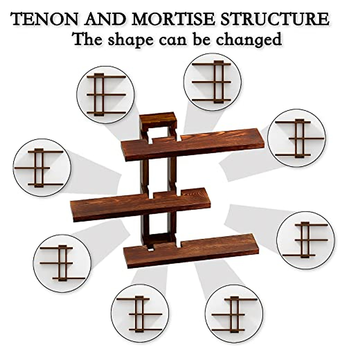 yaqew Variable Floating Shelves Wood Set of 4, Bathroom Shelves 28.35" Max, Rustic Shelves for Wall, Wall Shelves for Living Room Bedroom Farmhouse - Burnt Walnut Color - 28.35" x 23" x 4.3" Max