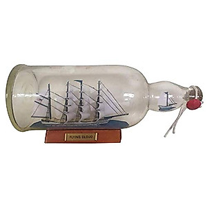 Hampton Nautical Flying Cloud Ship in a Bottle, Blue, 11"