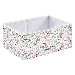 Kigai Vintage Flower Leaves Cube Storage Bins - 11x11x11 In Large Foldable Storage Basket Fabric Storage Baskes Organizer for Toys, Books, Shelves, Closet, Home Decor