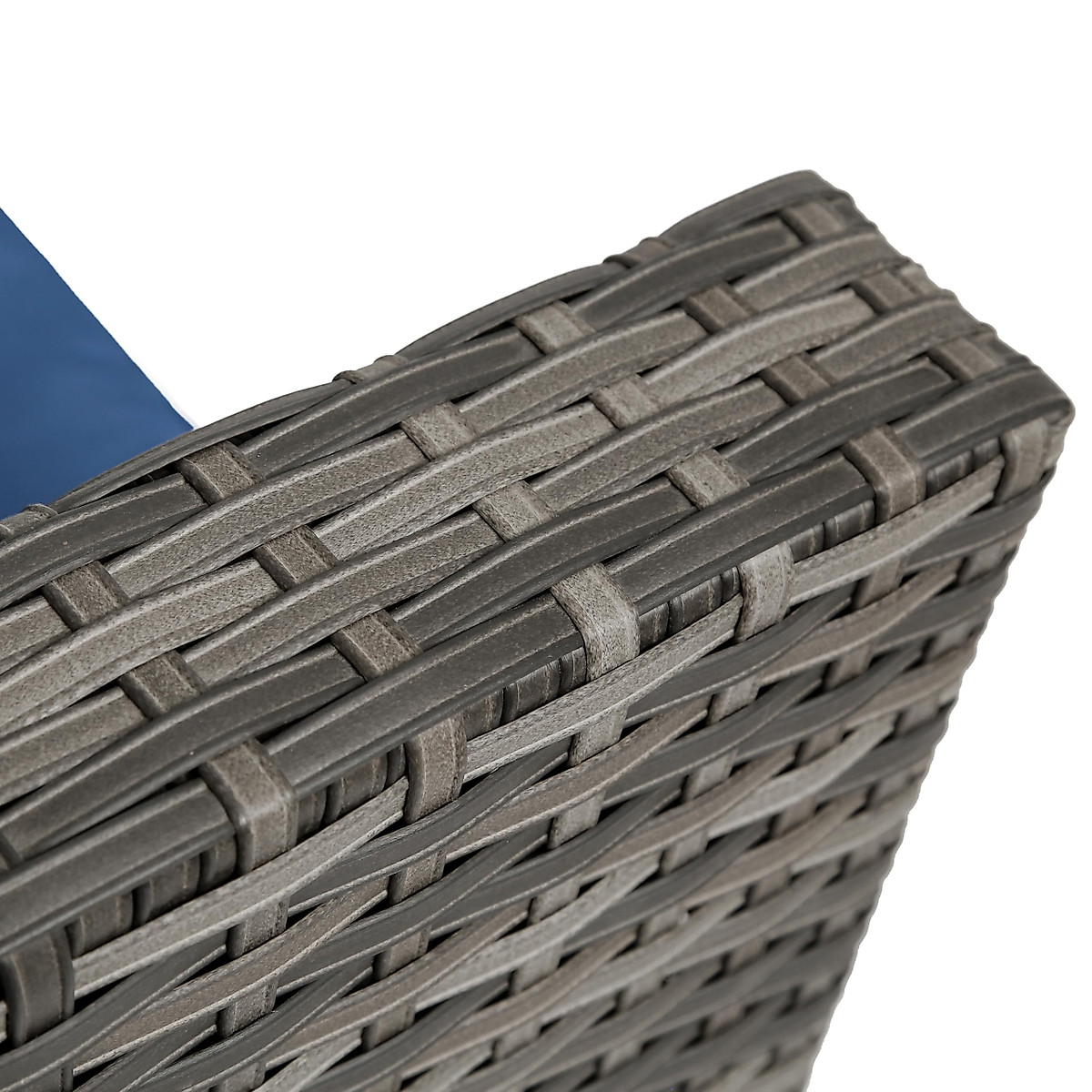 UIXE Outdoor Patio Furniture Sets with Propane Fire Pit Table, 8 Pieces Wicker Patio Sectional Sofa Lounge Couch Seating PE Rattan Conversation Set Includes 45" Gas Fire Table, Navy Blue