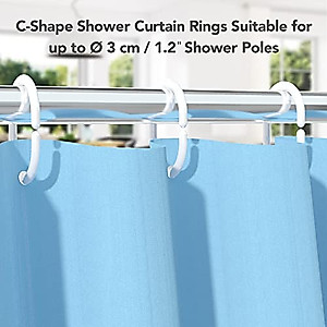 24 PCS Plastic Shower Curtain Rings,Curtain Rings Shower Curtain Hooks,Shower Curtain Rings Durable Bathroom Rings,Shower Window Rods (C-Shaped,White)