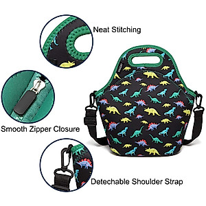 VASCHY Dinosaurs Preschool Backpack and Neoprene Lunch Bags for Kids Bundle