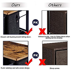 EKNITEY 3 Drawers Nightstand, Small Dresser Chest Sturdy Side End Table with Fabric Drawers and Wheels for Bedroom, Living Room, Office, Closet