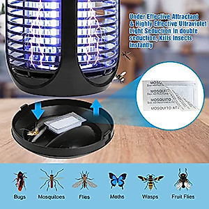 Bug Zapper Outdoor, 4800V Electric Mosquito Killer, Waterproof Mosquito Zapper Insect Fly Trap with Attractant