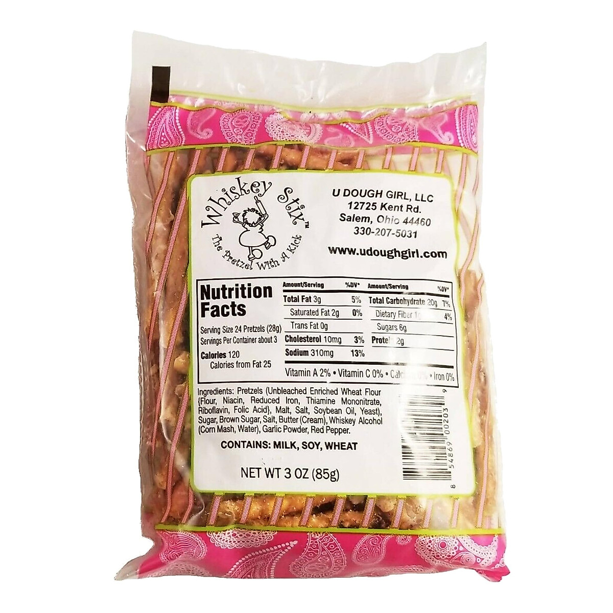 Whiskey Stix Gourmet Pretzels (3 Pack) - Sweet, Spicy, and Buttery Snack, Unique Gift, Versatile Snack, Tantilizing Taste