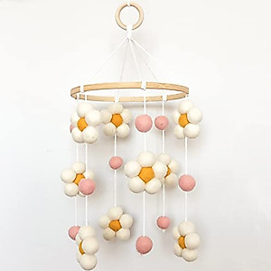 Daisy Mobile for Crib, Baby Crib Mobile for Girls, Baby Mobile for Bassinet, Nursery Felt Flower Mobiles