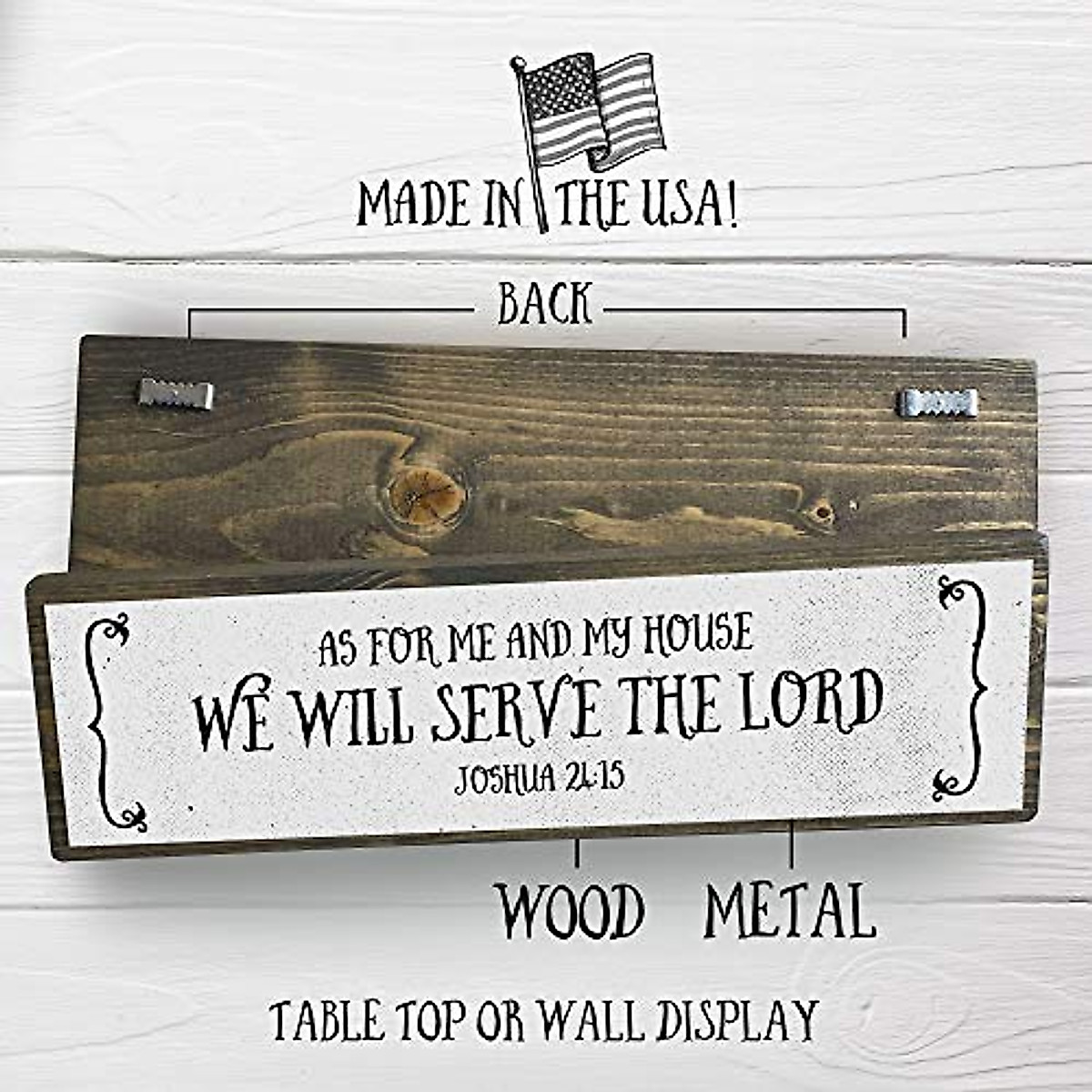 ANVEVO As for Me and My House We Will Serve The Lord - Metal Wood Sign Light - Bible Verse Decorations for Home - Rustic Farmhouse Decor - Rustic Wall Art - Home Decor Clearance - Modern Home Decor