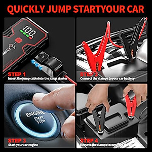 FNNEMGE Car Jump Starter, 5000A Peak 23800mAh 12V Jump Starter Battery Pack(Up to All Gas, 8.0L Diesel Engine),with USB Charge Output Port,LED Light,HD Large Screen.