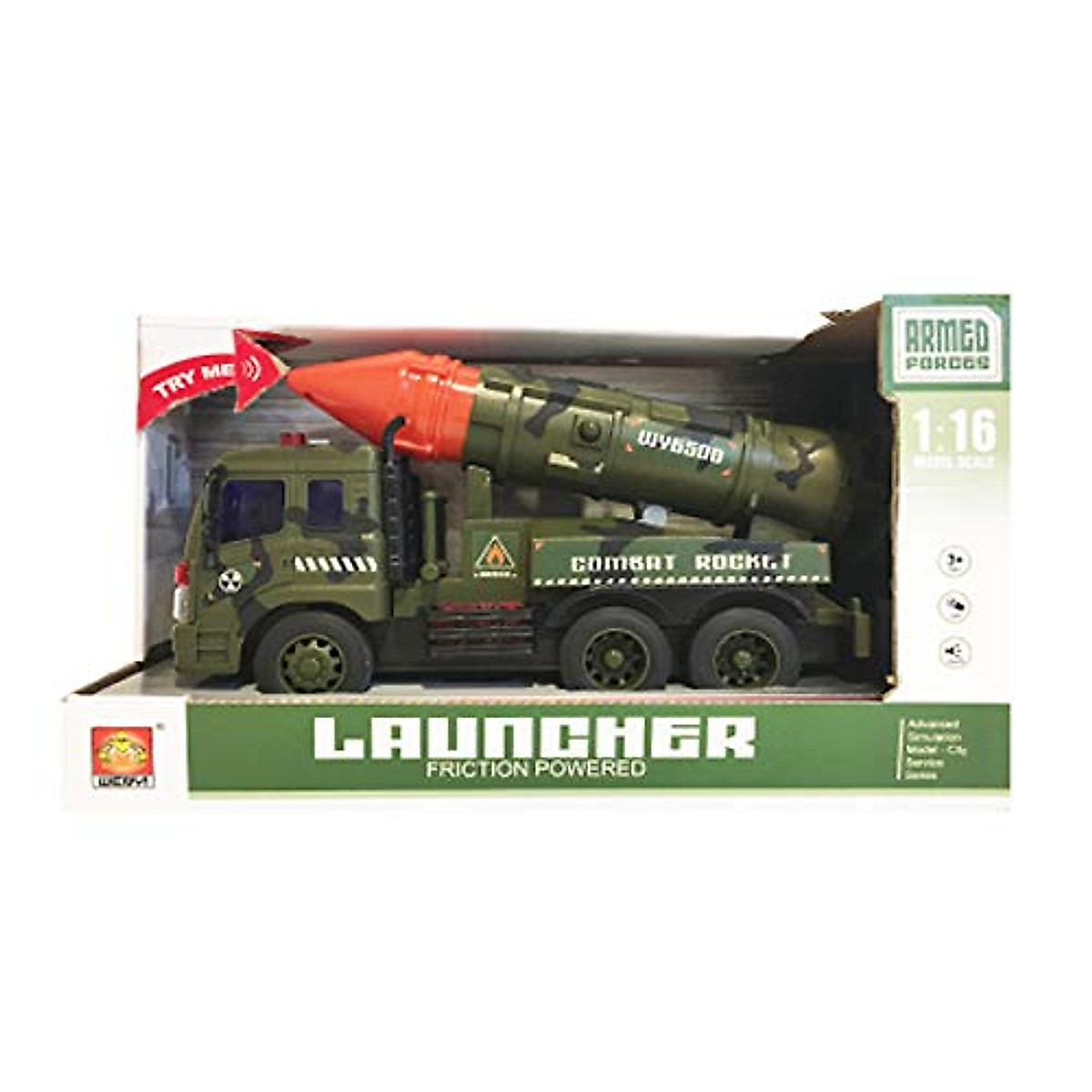 PowerTRC Friction Powered Military Missile Launcher Truck with Lights and Sound