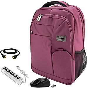 Accessory Bundle, Secure Purple Laptop Backpack 15-inch Made for Inspiron, Dell Latitude Vostro XPS Precision, G15 G3 G5 G7