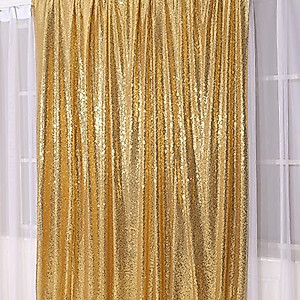 Sparkly Gold PartyDelight 2 Panels Sequin Backdrop, Photography, Christmas Backdrop, 5Ft x 10FT