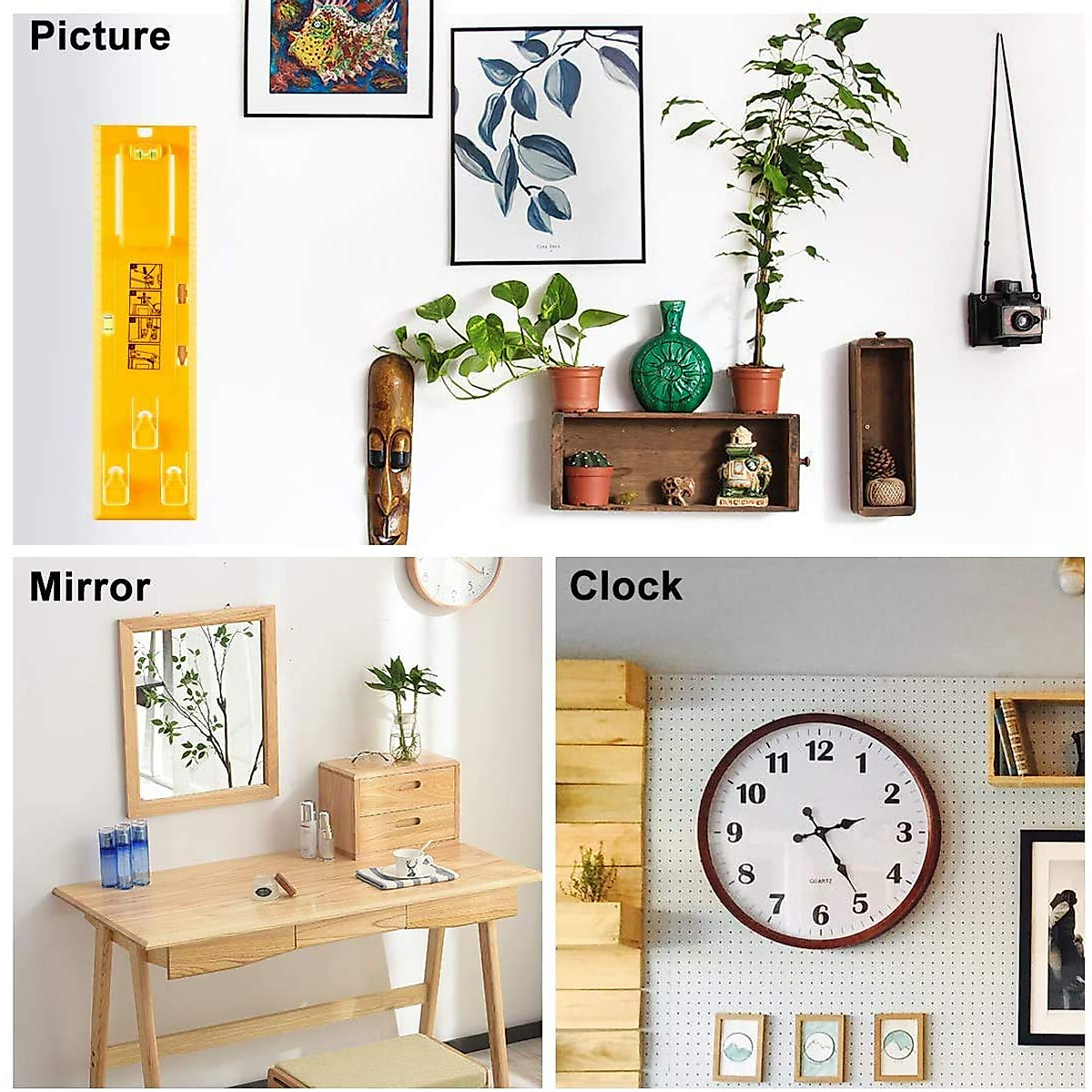 Picture Hanging Tool with Level Easy Frame Picture Hanger Wall Hanging Kit (Yellow Hanging Tool)