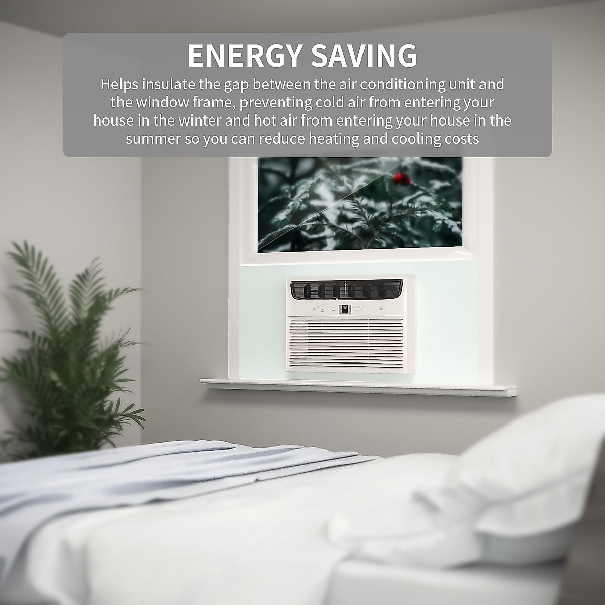 Window Air Conditioner,Side Insulated Foam Panel SBR001WHITE, Summer/Winter Heat and Draft Insulating,Two-Piece Panels Window Seal SBR (WHITE)