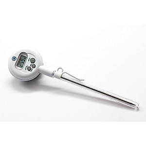 MARATHON Digital Instant Read Thermometer, Heat Resistant Stainless Steel Probe, Min/Max Temperature Memory, with Pocket Clip and Food Chart (Batteries Included) (White)