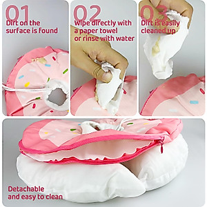 KUDES Cat and Small Dog Cone Waterproof, [Unique Design] Cute Donut Cat E Collar with Removable Washable Cover, Adjustable Neck Cone After Surgery Recovery Collar Pillow for Small Pets to Stop Licking