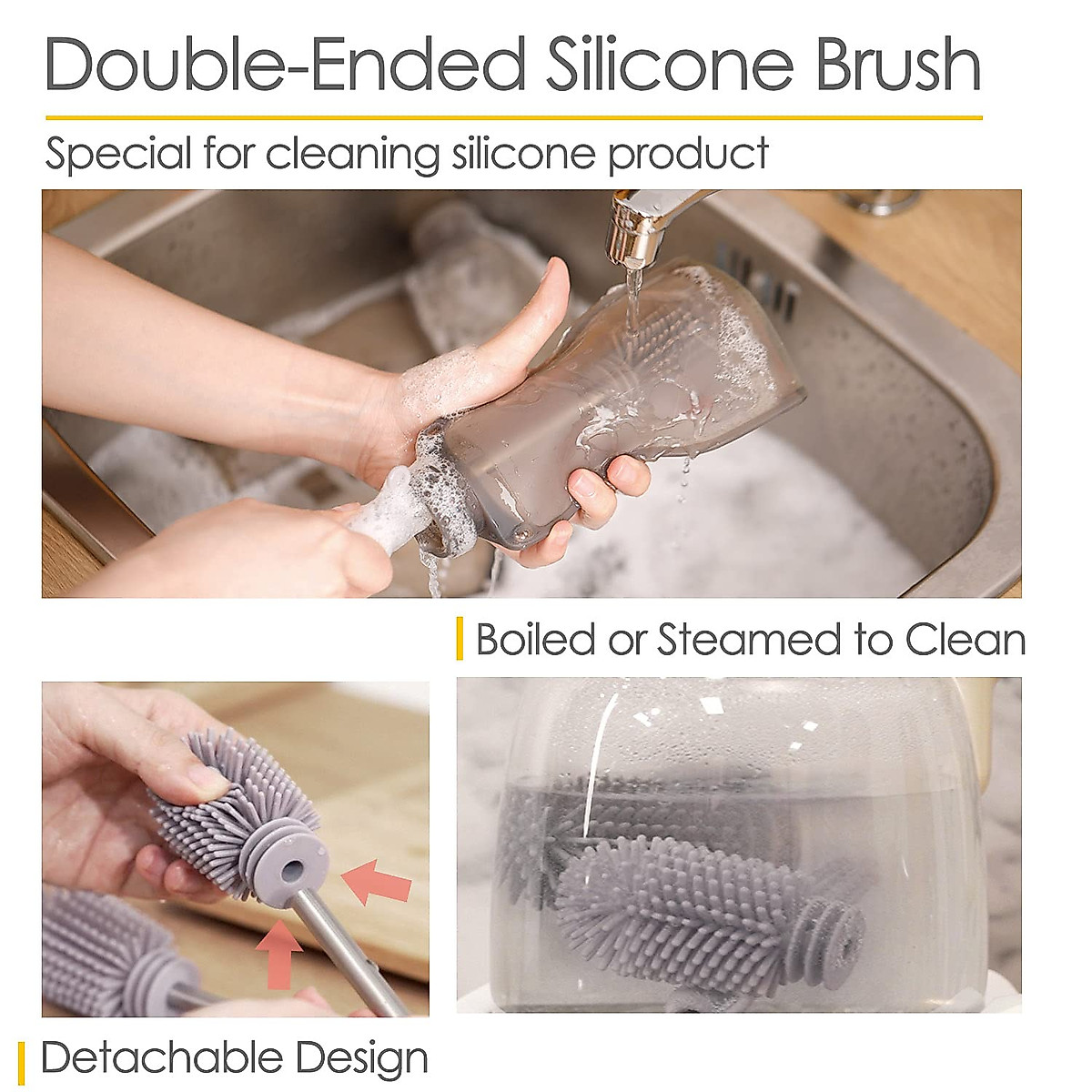 haakaa Reusable Silicone Breastmilk Storage Bag(9oz,5pk) Bottle Cleaning Brush Set| Breastmilk Freezer Bag|Breastfeeding Milk Pouch|Breast Pump Bag|Self Standing Storing Pouch- BPA Free- No Leak