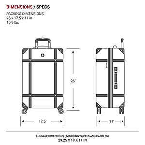 SwissGear 7739 Hardside Luggage Trunk with Spinner Wheels, Black, Checked-Large 26-Inch