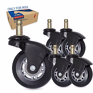 2.5 inch IKEA Office Chair Caster Wheel Replacement for Roller-Blade Wheels Heavy Duty Casters for Hardwood Floors Safe (Stem Size10mm x 22mm) (2.5 inch Black, Grey/Black)