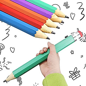 Bercoor 5 Pieces 13.1 Inch Wooden Jumbo Pencils for Props Gifts Decor, Fuuny Big Novelty Pencil with Eraser and Cap Wood Giant Pencil for Schools and Home Kids Writing