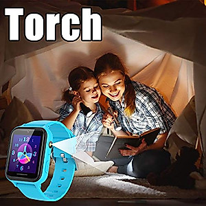 PTHTECHUS Kids Educational Smartwatch with SOS Call Games Music MP3 Flashlight Alarm 1.54-in Color Touchscreen Pedometer Watch is a Gift for Boys Girls Instead of Mobile Phone